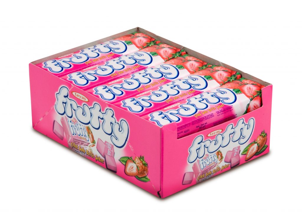 Display de 24 barras de caramelos masticables frutty frutilla – Tienda Ilan